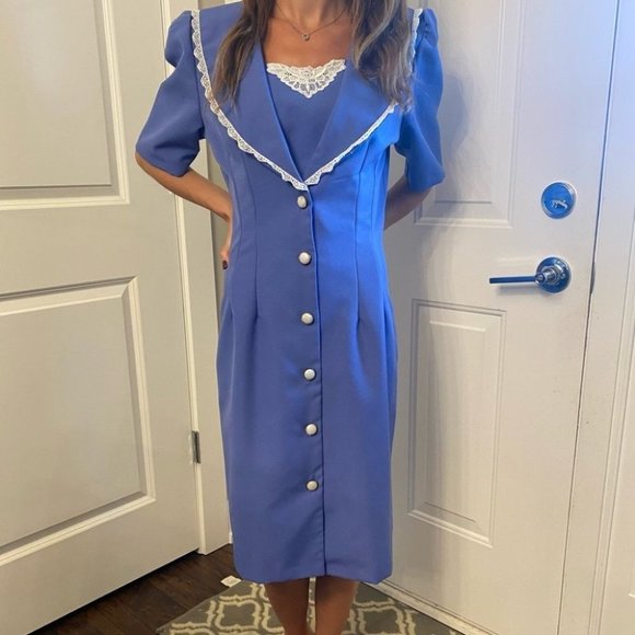 Vintage | Dresses | Leni Leni Vintage Midi Dress Classy Office 8s 90s ...